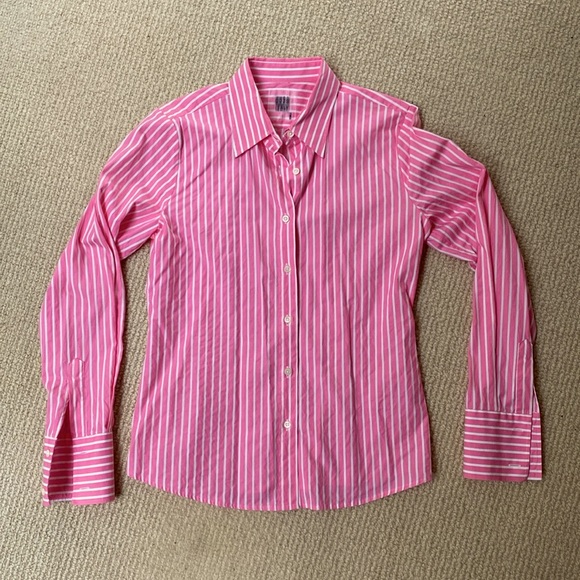 0039 Italy | Tops | 039 Italy Pink And White Striped Button Down | Poshmark